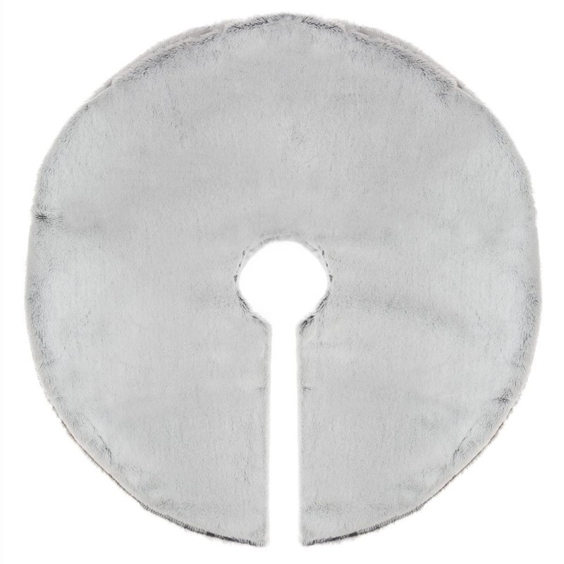 Covor de pus sub brad, diametru 90 cm, material pufos, gri